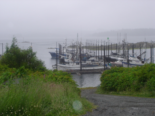Hydaburg, AK : Boat harbor of Hydaburg on a misty day, summer 2005 ...