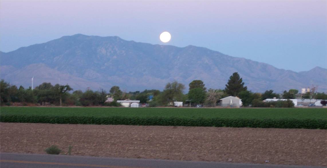 Pima, AZ : Full moon setting in the early morning behind Mount Graham ...