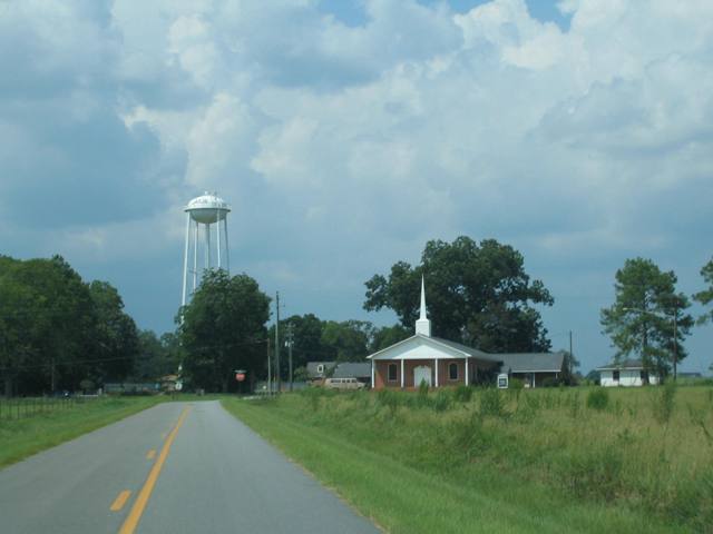 Donalsonville, GA : Jakin Water Tower and Jakin Baptist Church, Jakin ...
