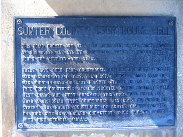 Americus, GA : Plaque on Sumter County Courthouse Bell, Americus ...