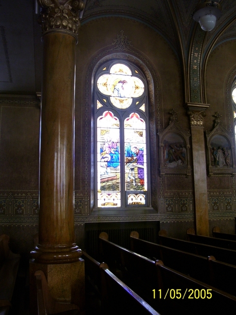 Hoven, SD : Stained Glass window inside the beautiful Hoven Catholic ...
