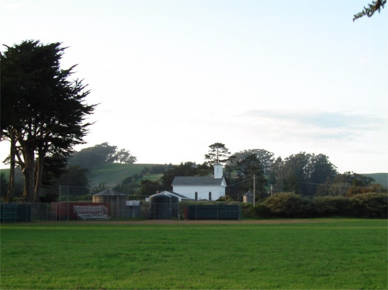 Tomales, CA : View of Tomales Presbyterian Church in the background ...