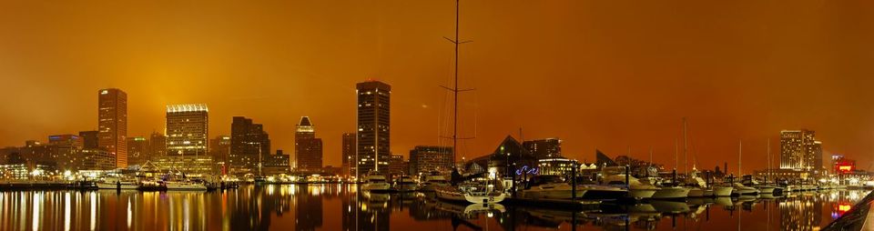 Baltimore Md Rainy Night On The Inner Harbor Panorama Photo