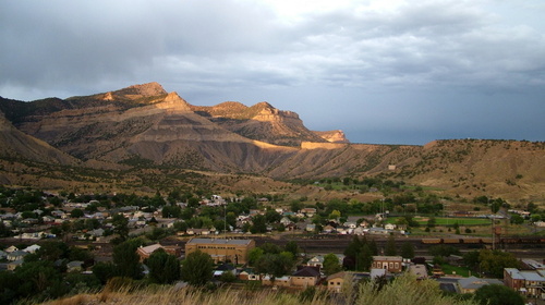 Helper, UT : Overlooking Town of Helper at Dusk-Mid August photo ...