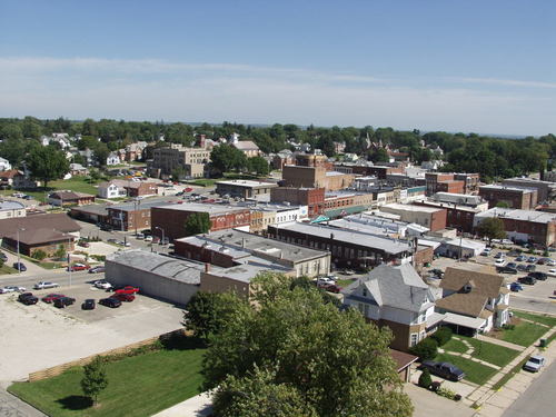 Waukon, IA : Aerial view of Waukon from St. Patrick church steeple ...