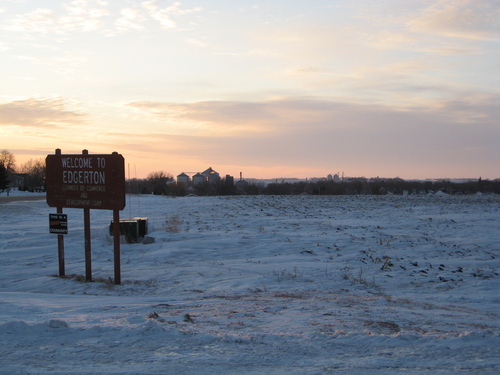Edgerton, MN : View of Edgerton, with the sign in the foreground and ...