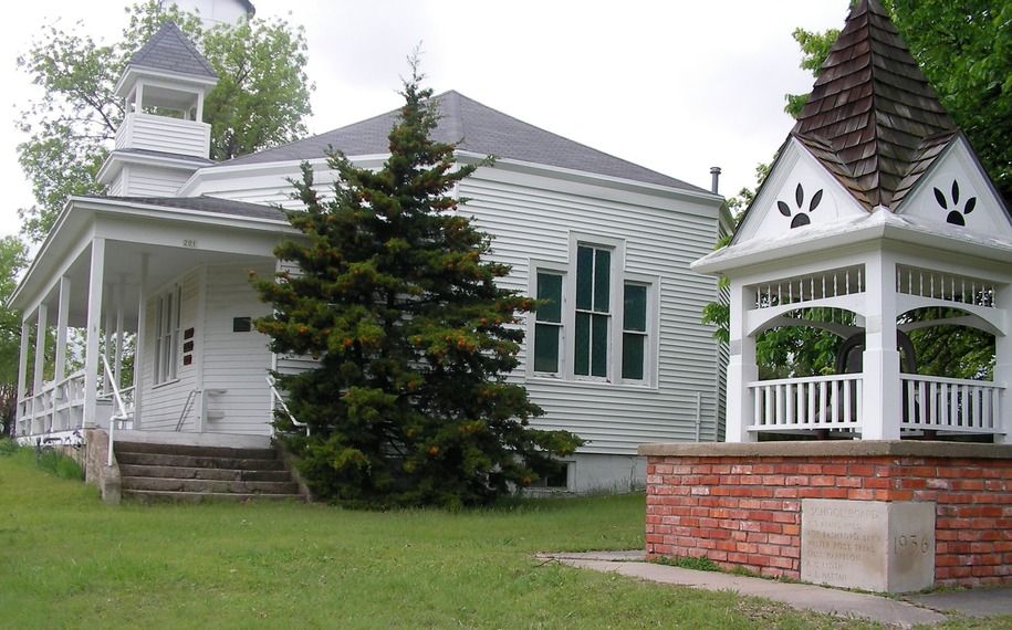 Naponee, NE : Historical Society and Old School Bell and Corner Stone ...