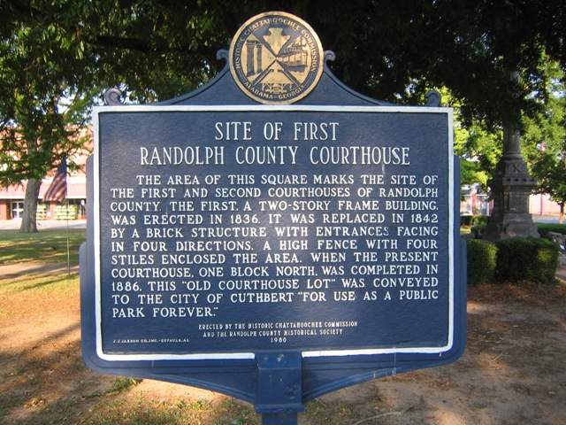 Cuthbert, GA : First Randolph County Courthouse Site Historic Marker ...