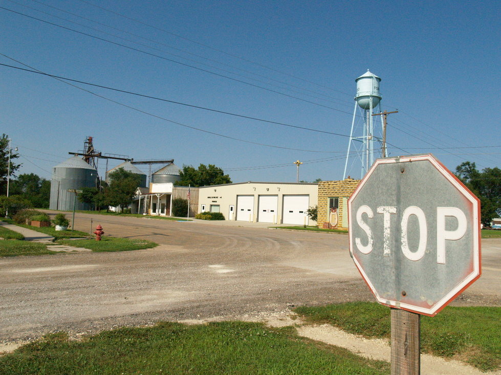 Formoso, KS : Corner of Main and Patterson, Fire Station in background ...