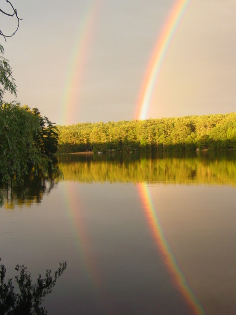 Oakham, MA : Amazing Double Rainbow Reflection at Lake Dean photo ...