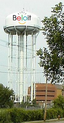 Beloit, WI : Downtown Beloit water tower whimsically customized in ...