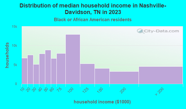 Nashville-Davidson, Tennessee (TN) income map, earnings map, and wages data