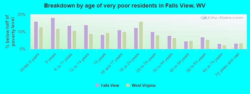 Falls View, West Virginia (WV) poverty rate data - information about ...