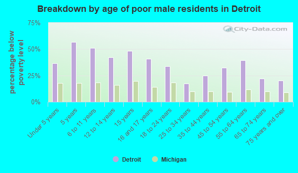 Detroit, Michigan (MI) poverty rate data - information about poor and ...